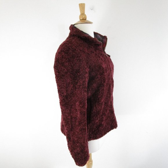 Pendleton | Jackets & Coats | Pendleton Red Maroon Plaid Fuzzy Full Zip ...